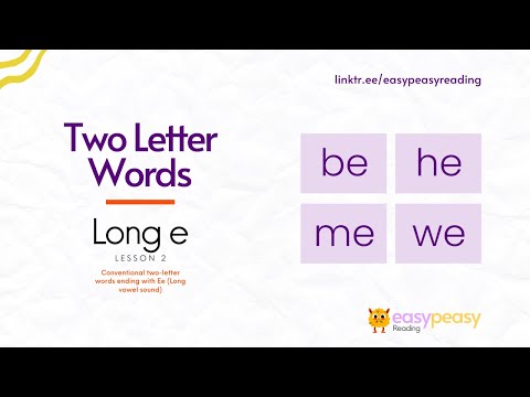 Conventional two-letter words ending with Ee (Long vowel sound)