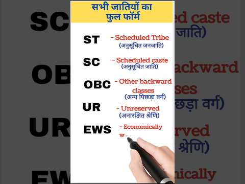 ST, SC, OBC, UR, EWS का फुल फॉर्म क्या होता है? full form of St, SC, OBC, UR, EWS. #shorts #english