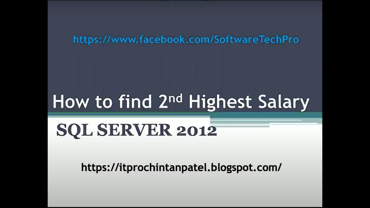 SQL SERVER : How to find Second Highest Salary using MAX function