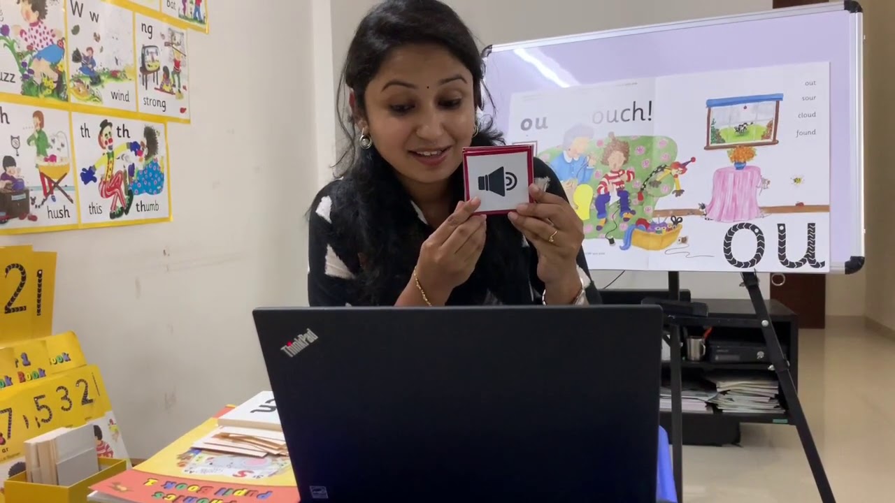 Teaching the Jolly Phonics letter sound /ou/ through online