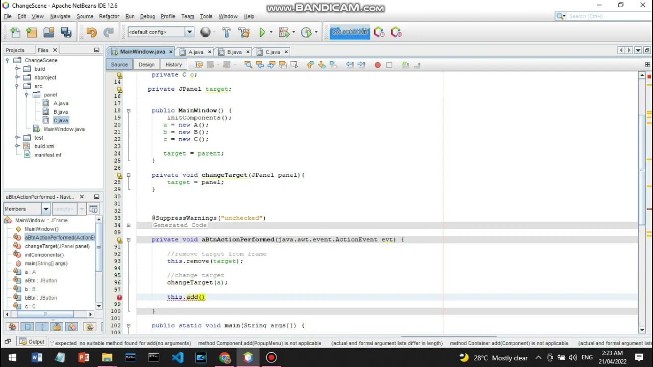 Change JFrame's JPanel