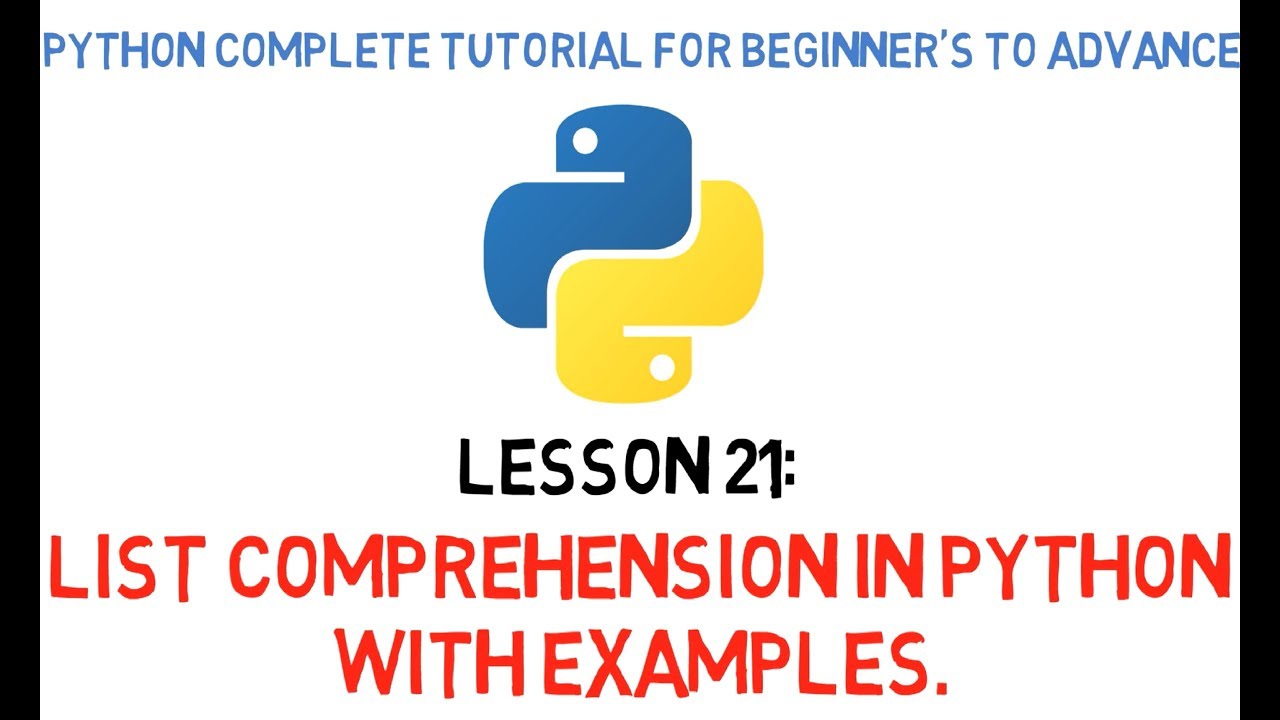 Python Tutorial | Lesson 21 | List comprehension in Python with Examples