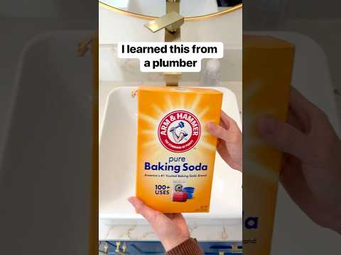 Diy drain cleaning method using baking soda, vinegar, and hot water. #plumber #sink #bathroom