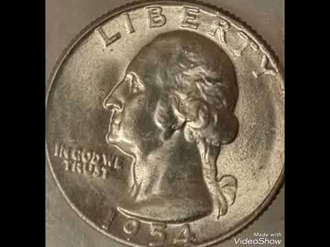 1954 Quarter dollar united states of America worth money rare.