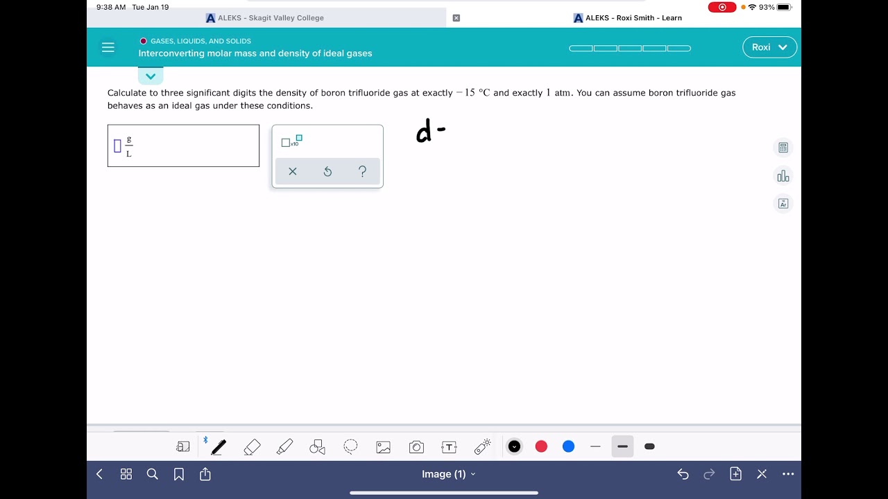 ALEKS: Interconverting molar mass and density