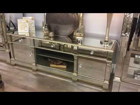 Athens Gold Mirrored TV Entertainment Stand