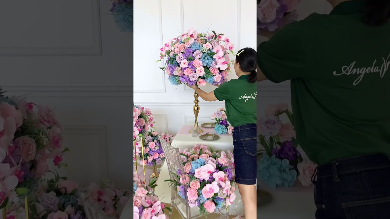 Purple Pink Rose Orchid Hydrangea Wedding Table Centerpieces Flower Ball  #diy #backdrop #flower