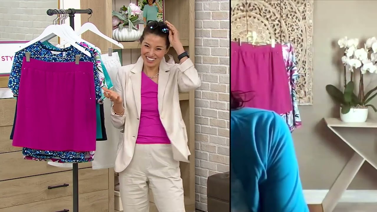Sport Savvy Printed VNeck w/Grommet Short Sleeve & Skort Set on QVC