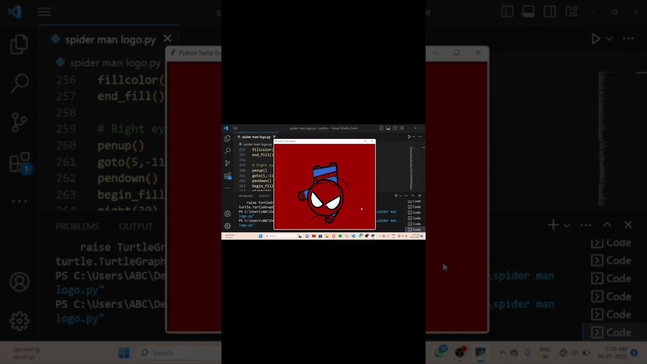 spider man logo | python turtle #spiderman #python3 #turtle #short #viral