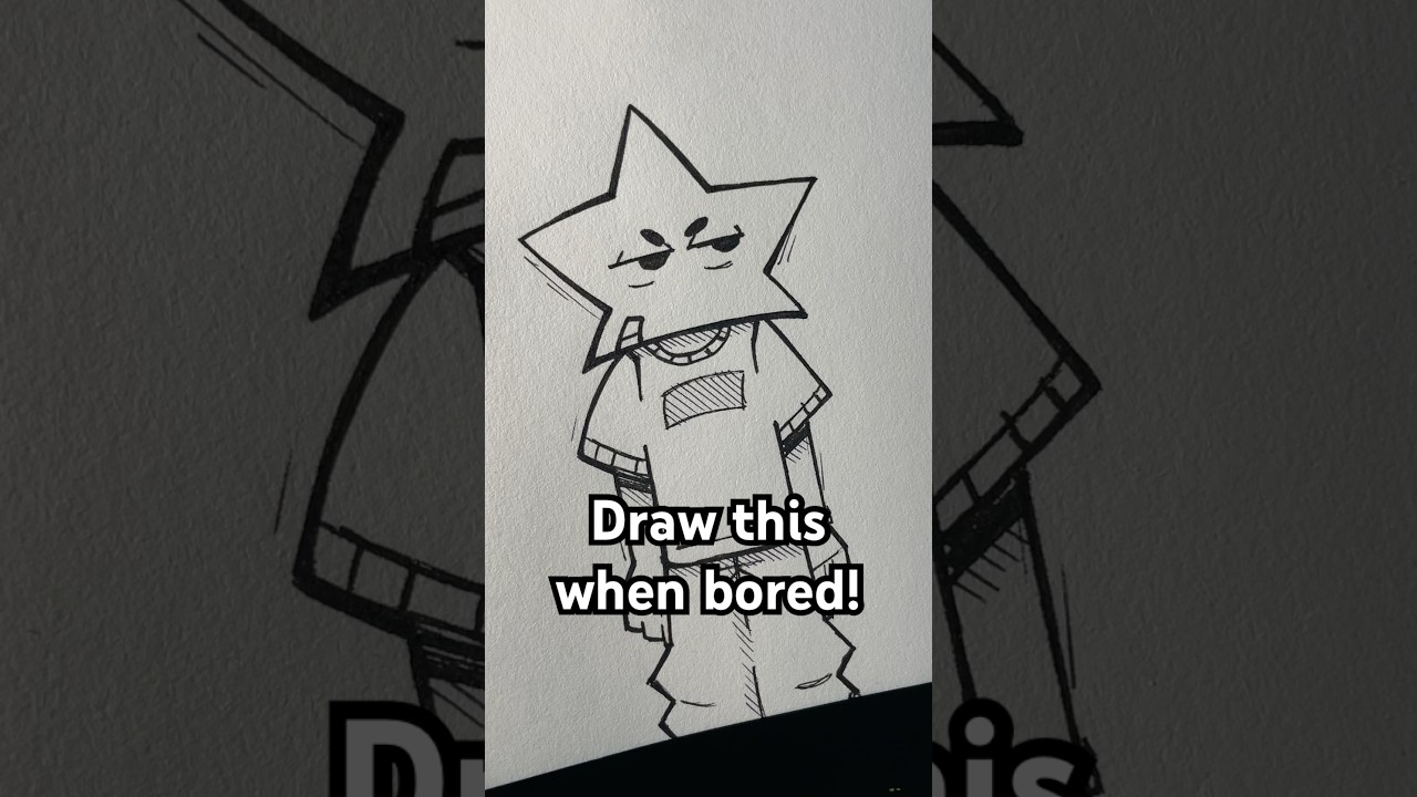 Simple STAR HEAD DUDE you can draw when bored #shorts #sketch #howtodraw