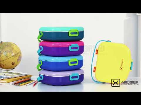HYDROBREW 4 Compartment Bento Lunch Box w/ Spoon & Fork Set