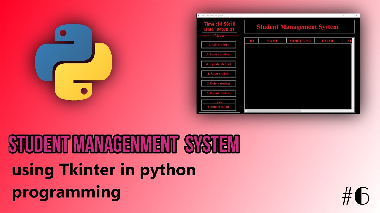 Student management system using python (GUI)|| PART 6||#python#studentmanagenment#programming
