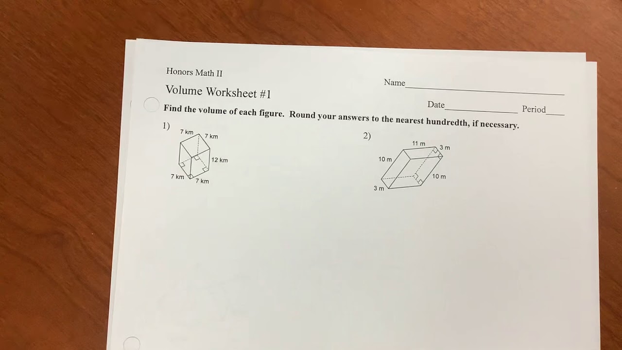 Volume Worksheet #1