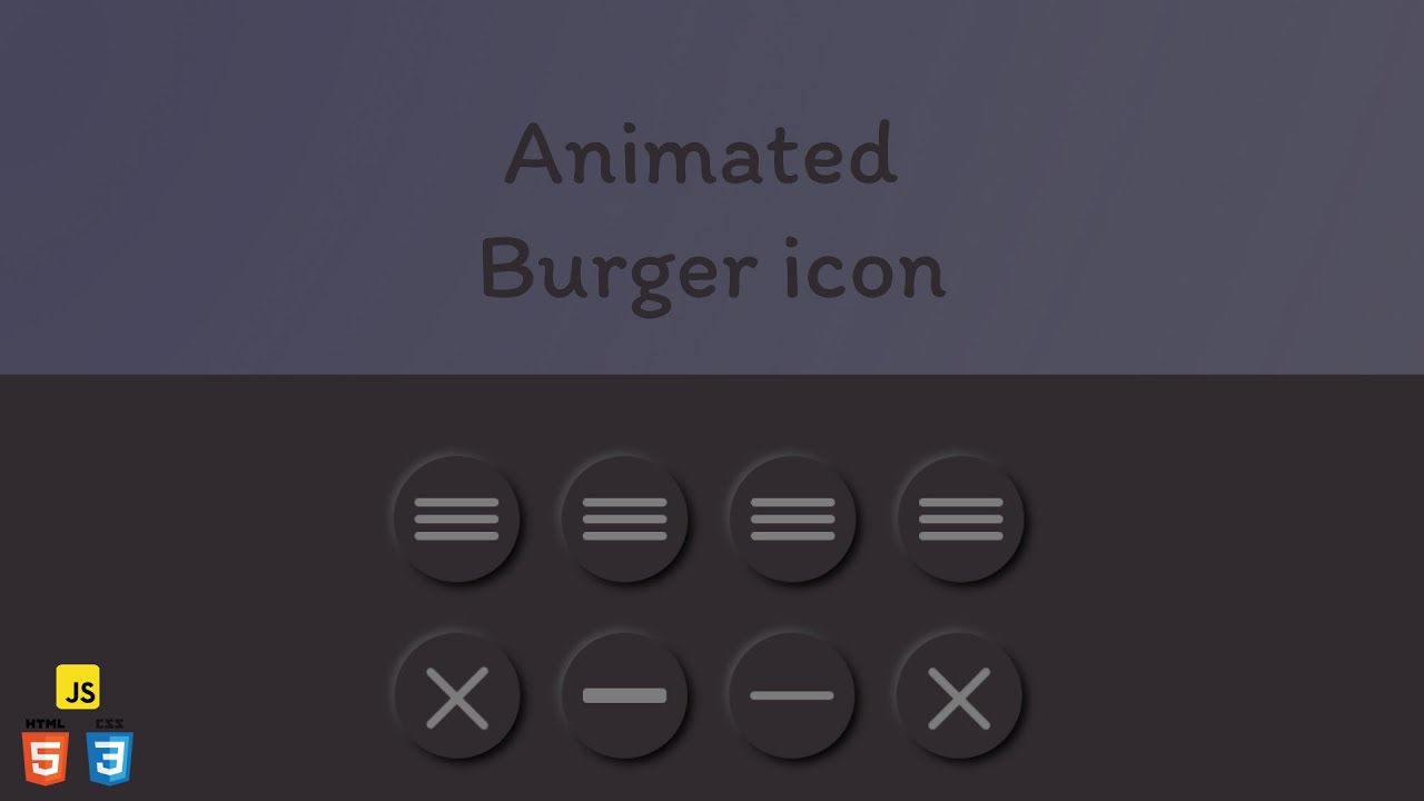 Hamburger menu icon transformation (Javascript animation, css, html) / Animated burger icon