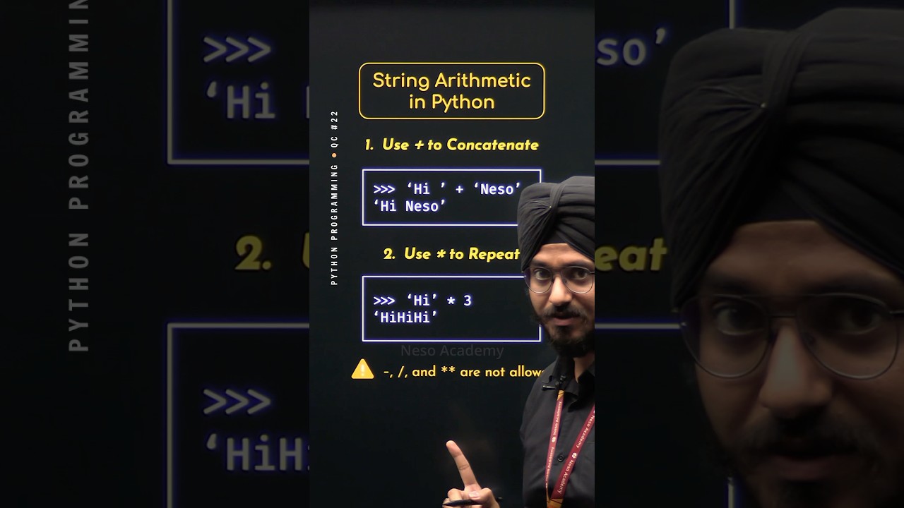 String Arithmetic in Python #Python #NesoAcademy #QuickConcepts