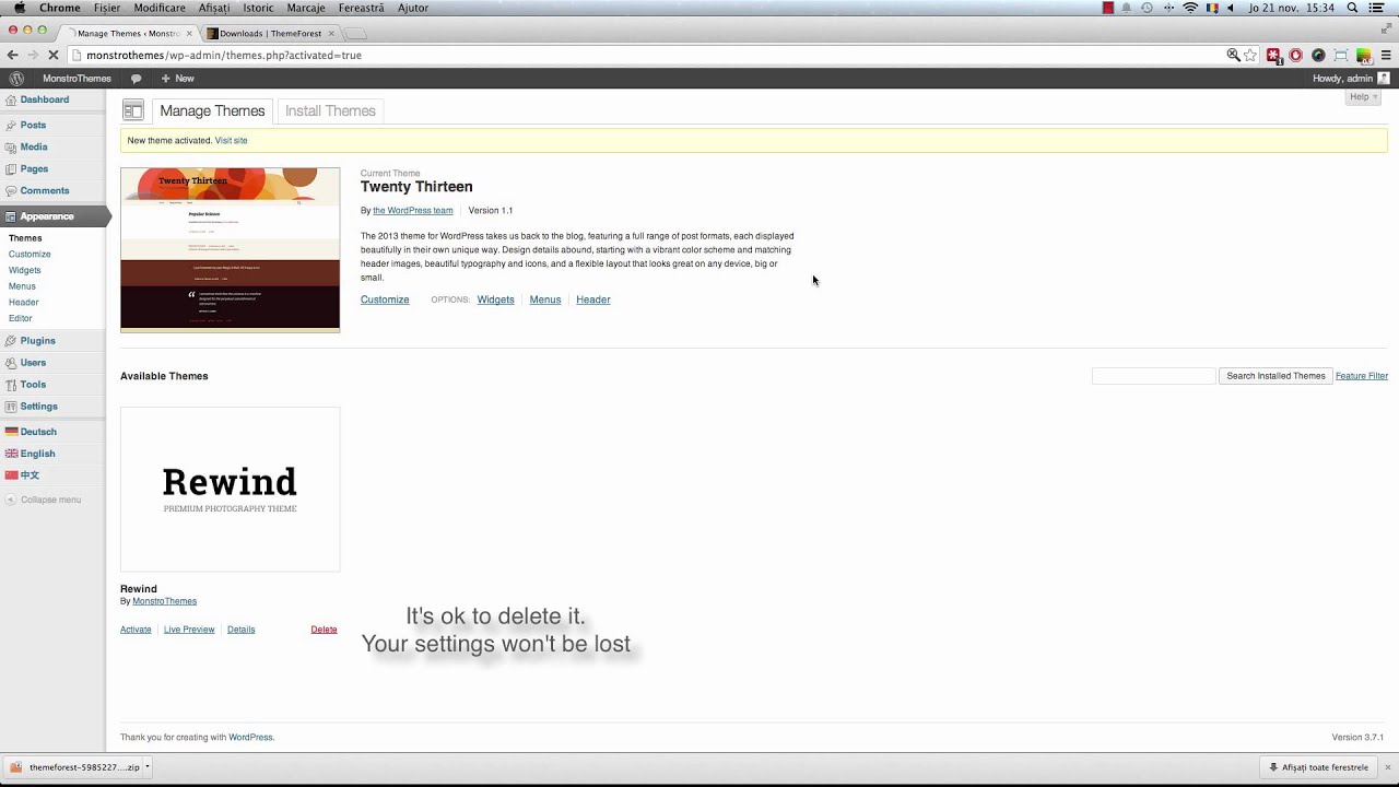 Upgrade Rewind WordPress Theme
