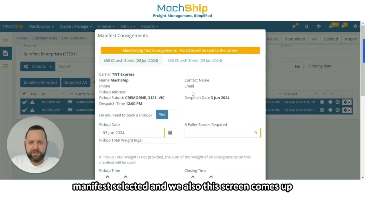 MachShip Demo Video | Creating and Tracking Consignments
