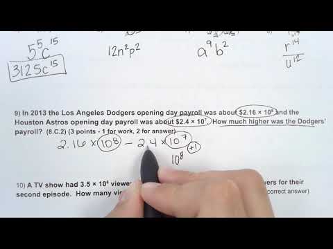 Math 8 Exponents, Scientific Notation, and Squares/Square Roots Study Guide