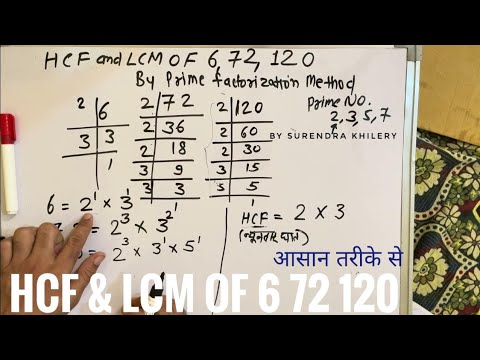 hcf and lcm of 6 72 120 | find the hcf and lcm of 6 72 and 120 using the prime factorization method