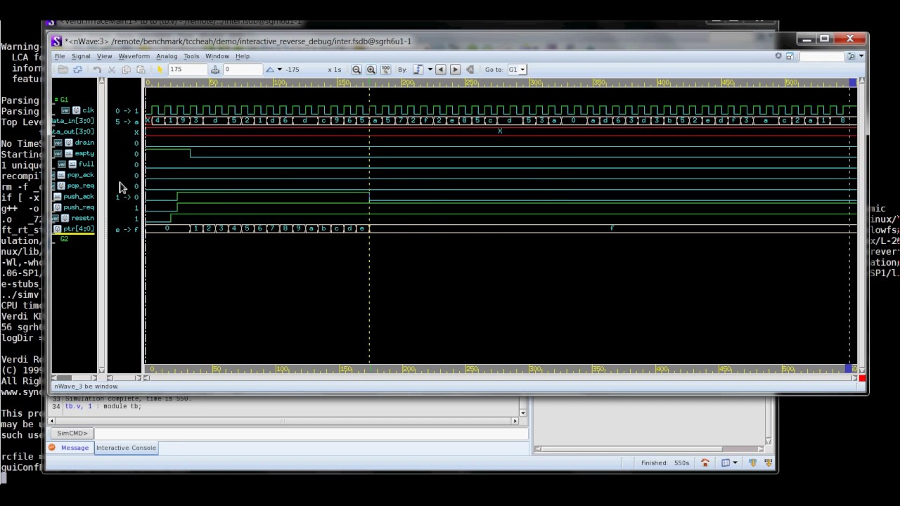 Interactive Reverse Debug in Verdi