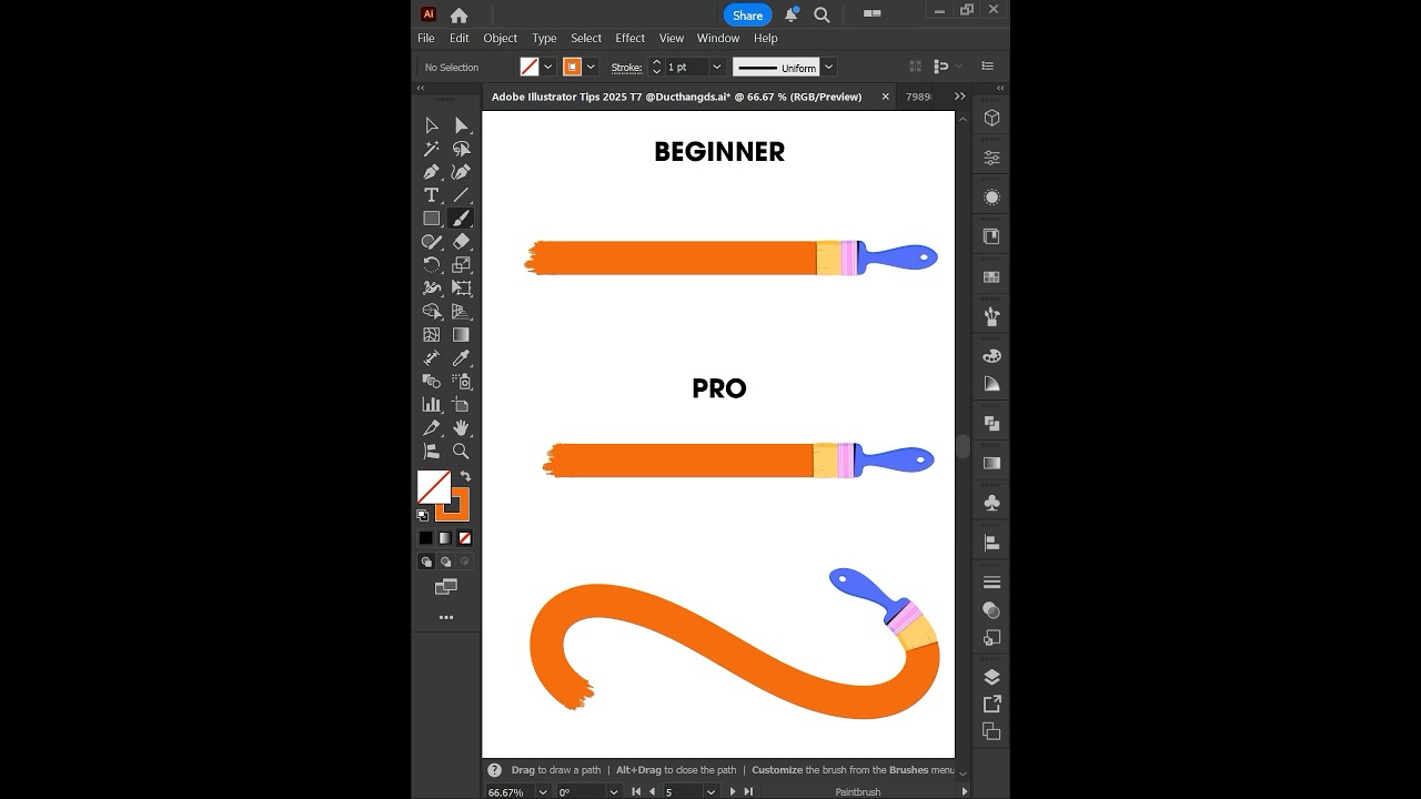 Adobe Illustrator 2025 - Tips for using the Brushes Tool to make your work smarter #ducthangds