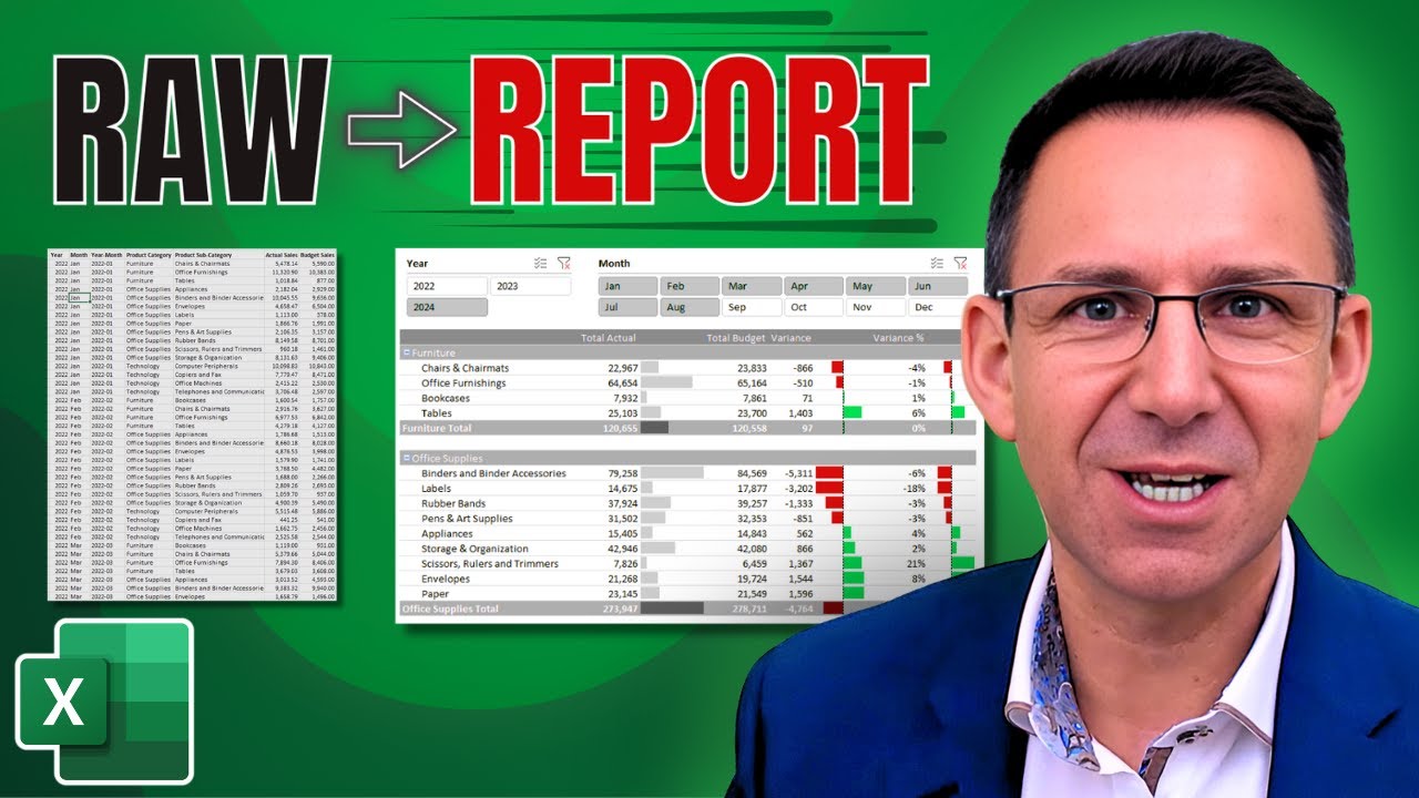 From Raw Data to Stunning Excel Report (No VBA, No Fluff)