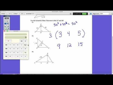 Review of worksheet for HW on Jan 10 - using geometric mean theorems