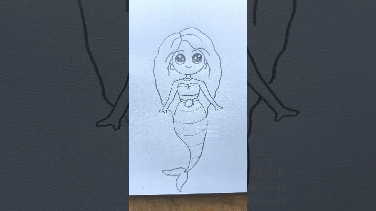 Beautiful Mermaid girl drawing for kids
