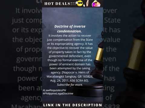 Philippine Jurisprudence: Doctrine of Inverse Condemnation; Political Law 2021|Law Requisites Ph