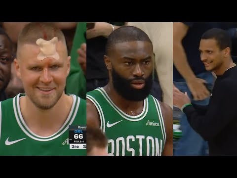 Kristaps Porzingis splits head open then Jaylen Brown clutch buckets to win Game 2 vs Magic