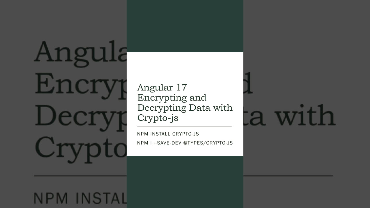 Angular Encrypting Decrypting Data with CryptoJs | Angular 17 Tutorial | npm install crypto-js