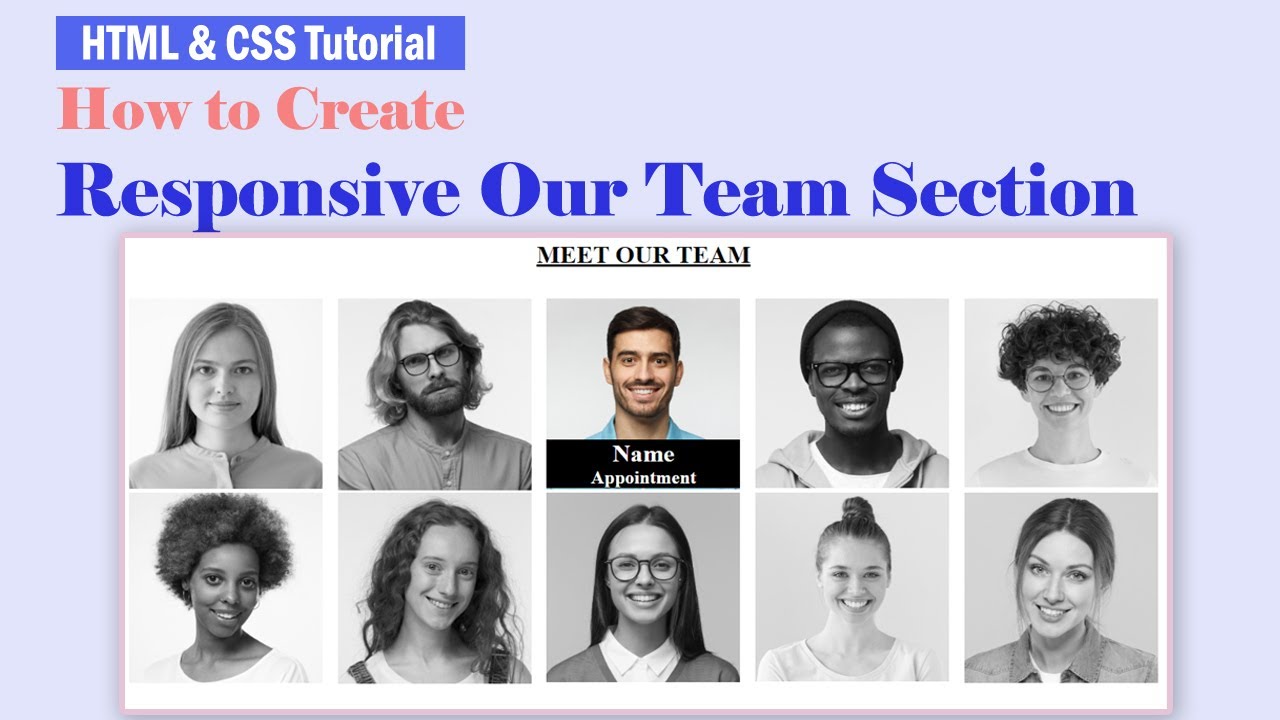 How to Create Responsive Our Team Section Using HTML and CSS  | Effective Learning Tutorials
