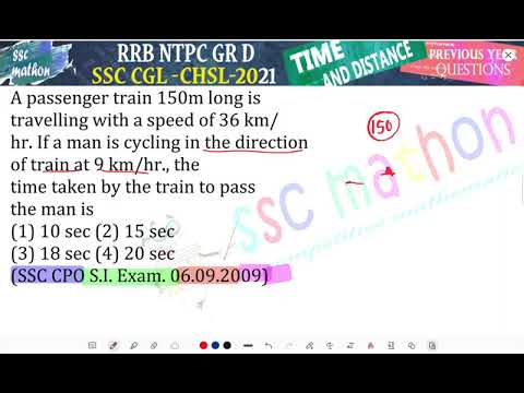 A passenger train 150m long isravelling with a speed of 36 km/hr. If a man is cycling in the