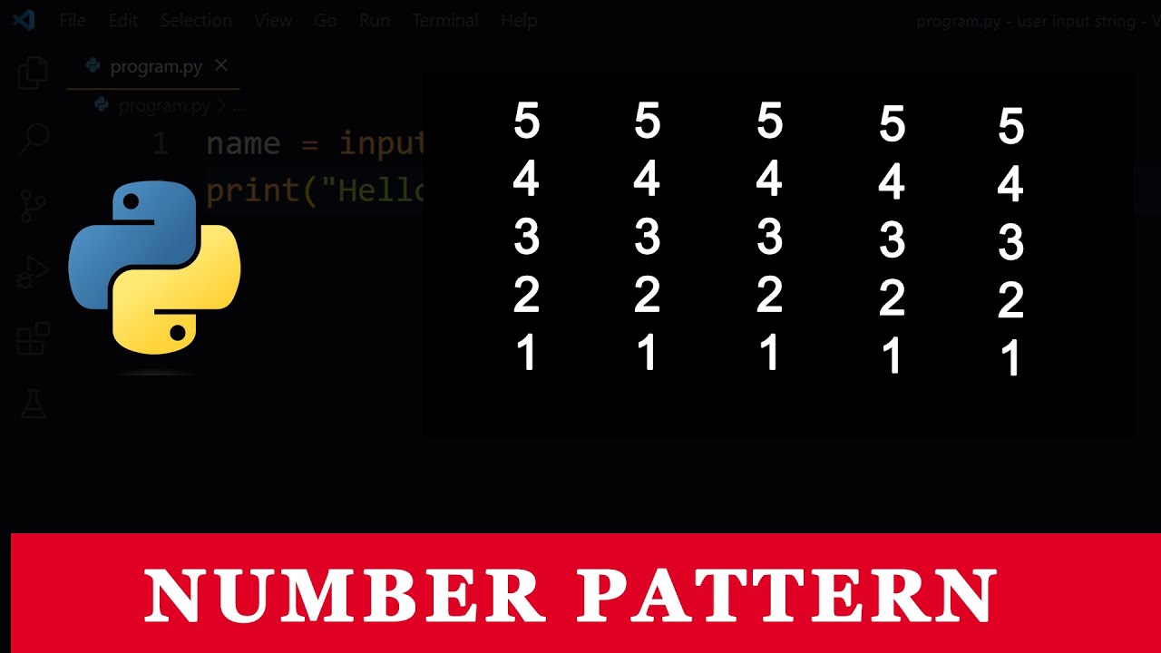 Python Program To Print Number Pattern in Square Shape | 08