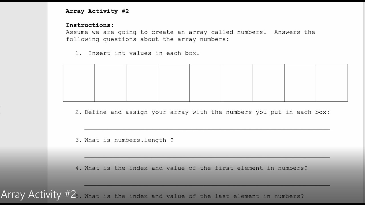 JAVA - Lesson #79 - Array Activity #2