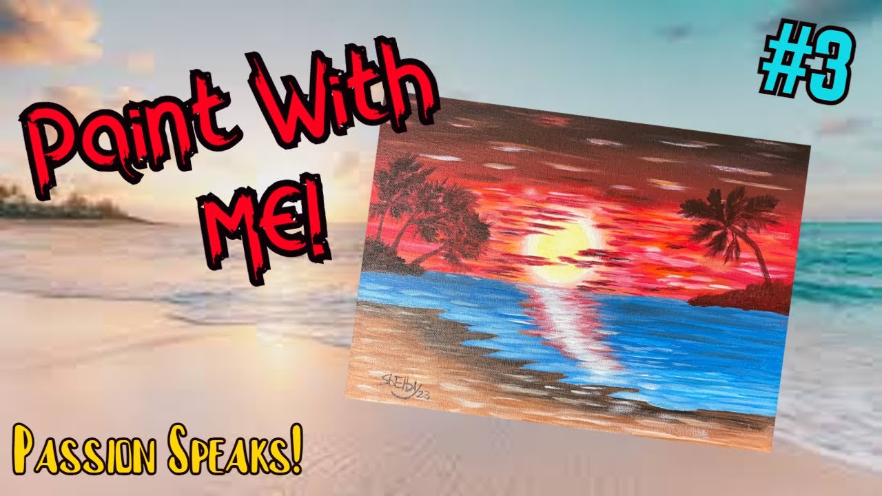 How to Paint an EASY Acrylic Beach Sunset For Beginners! (3)