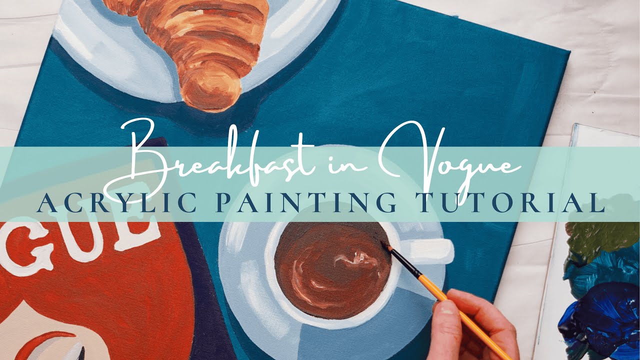How to Paint Coffee & Croissant | Easy Step-by-Step Acrylic Painting Tutorial for Beginners