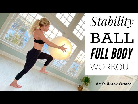 Full Body Stability Ball Workout - 30 Minute Exercise Ball Fitness Training at Home.