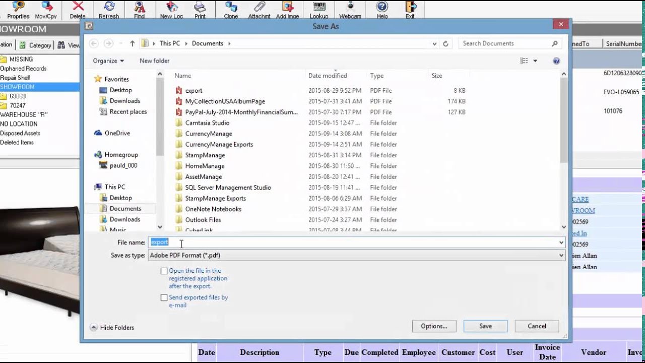 How to Print Your AssetManage Data, or Export to PDF, CSV, etc..