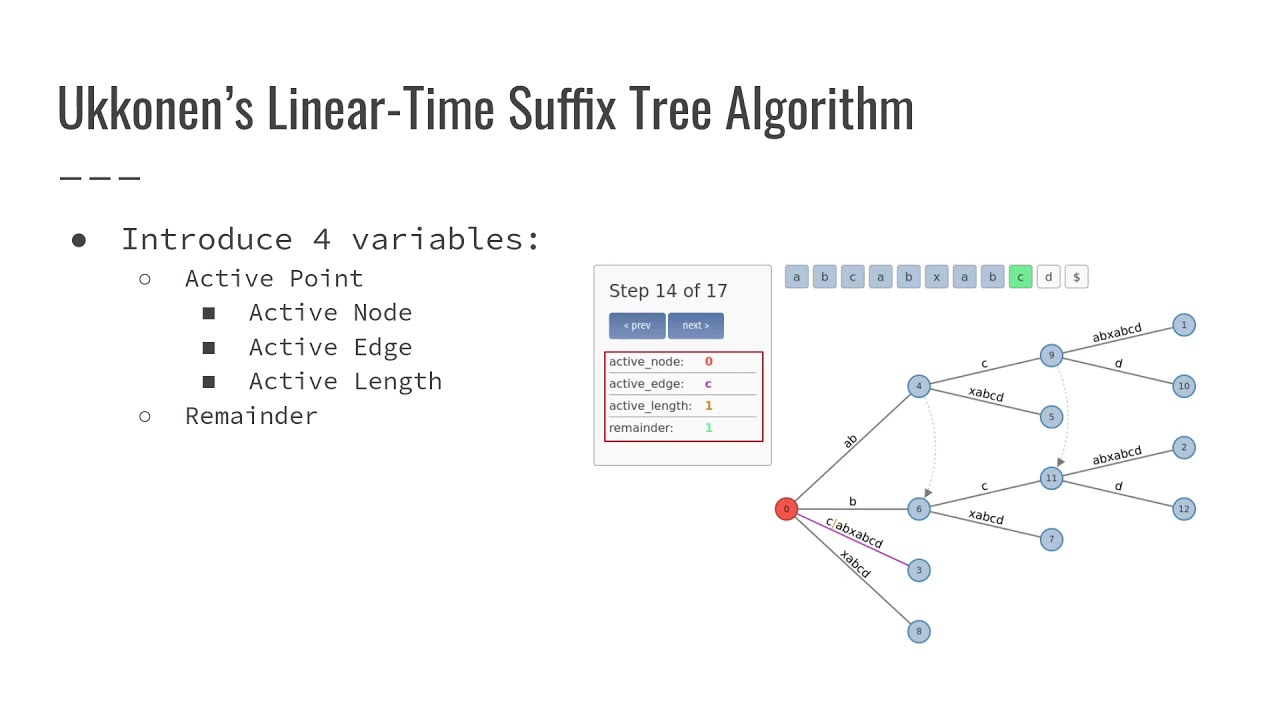 Linear Time Construction of Suffix Trees with Ukkonen's Algorithm