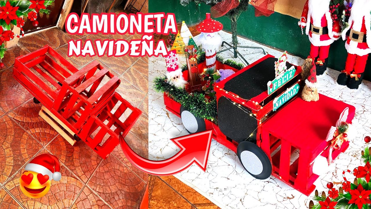 Convierte  CAJAS DE MADERA  en  CAMIONETA NAVIDEÑA 🎄2025✨