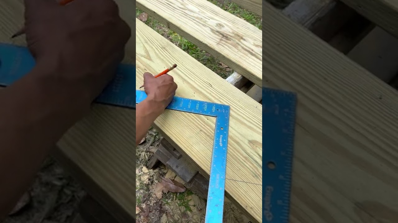 How to Mark Wooden Stairs with a Carpentry Square for a Deck, #customhome