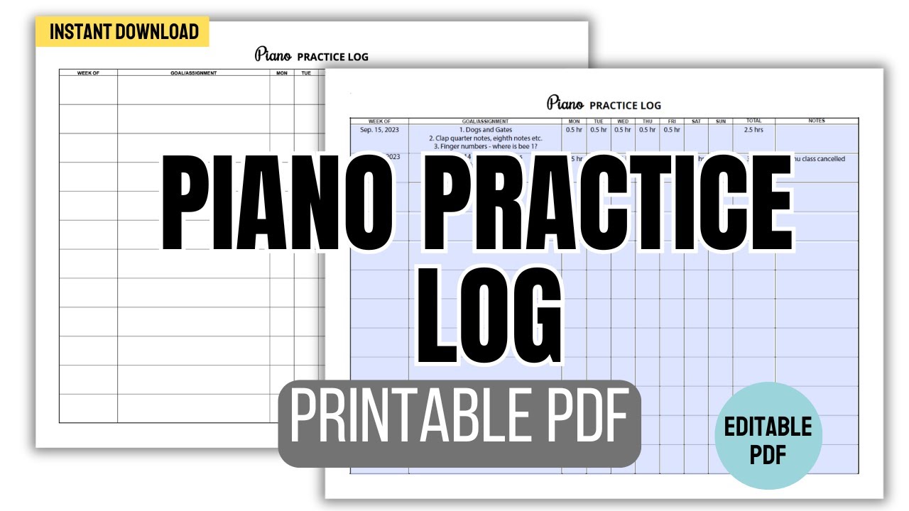 Piano Practice Log Printable (PDF)