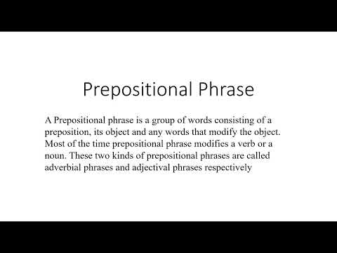 Preposition| Prepositional phrase| Examples of prepositional phrases