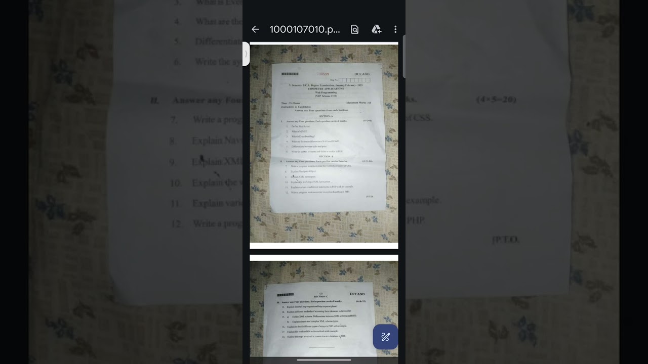 BCA 5TH SEM WEB PROGRAMMING QUESTION PAPER 2025 BCU