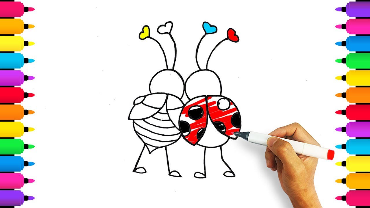 Coloring Pages, How to Draw cute Insects for Kids