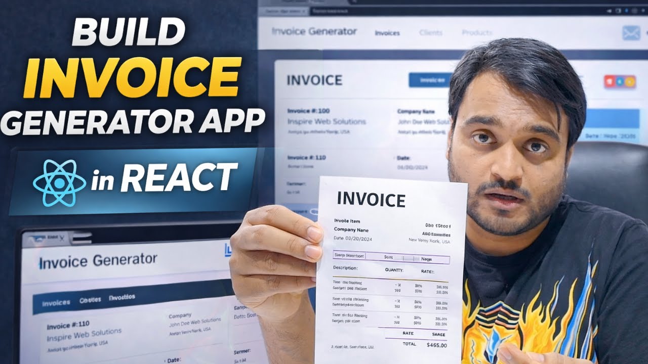 Day-74/100 React Invoice App with PDF & Print || React NextJS Tutorial for Beginners in Hindi
