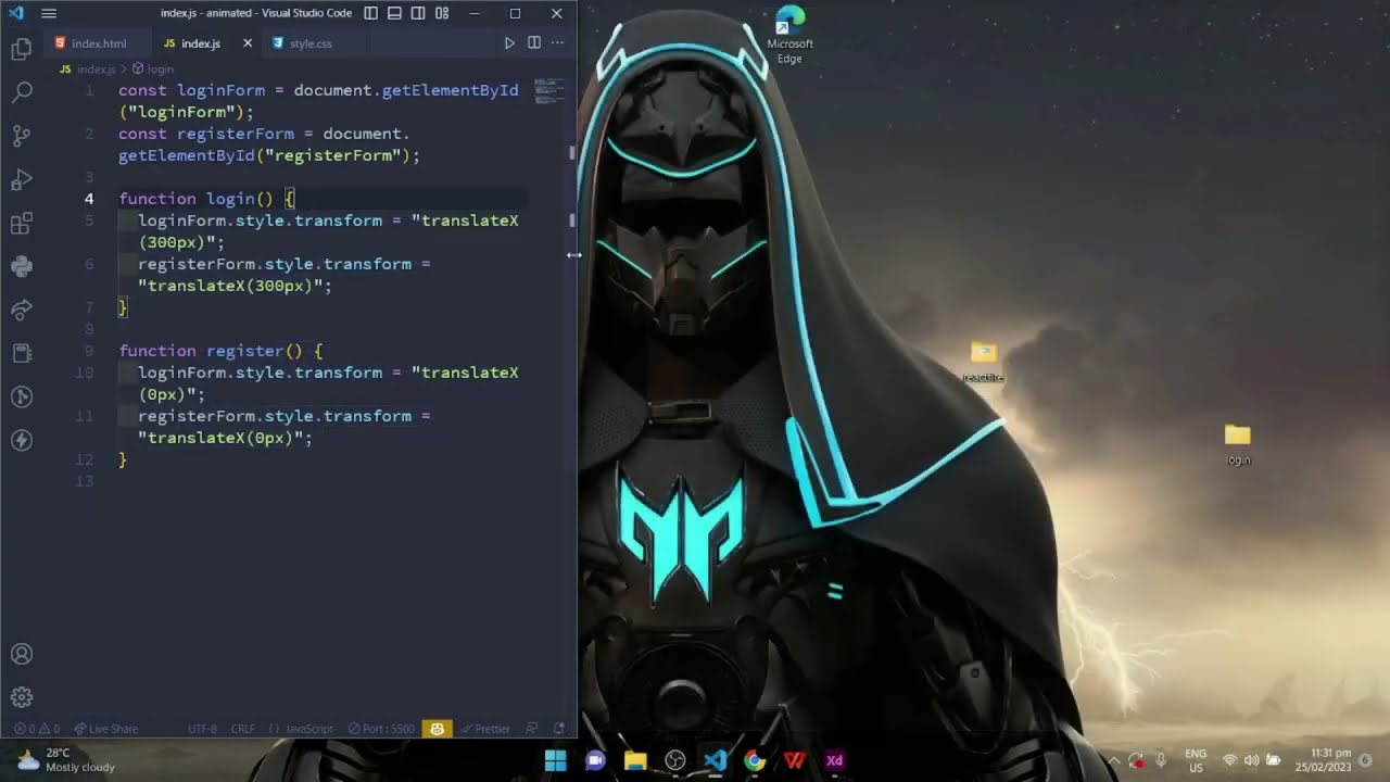 Animated Login/Register Form using html,css and JavaScript Tagalog
