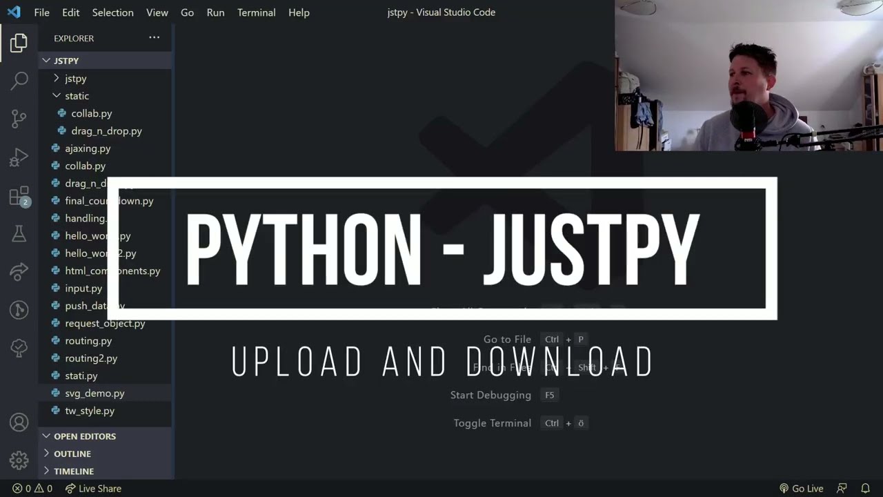 Python - JustPy - Upload and Download