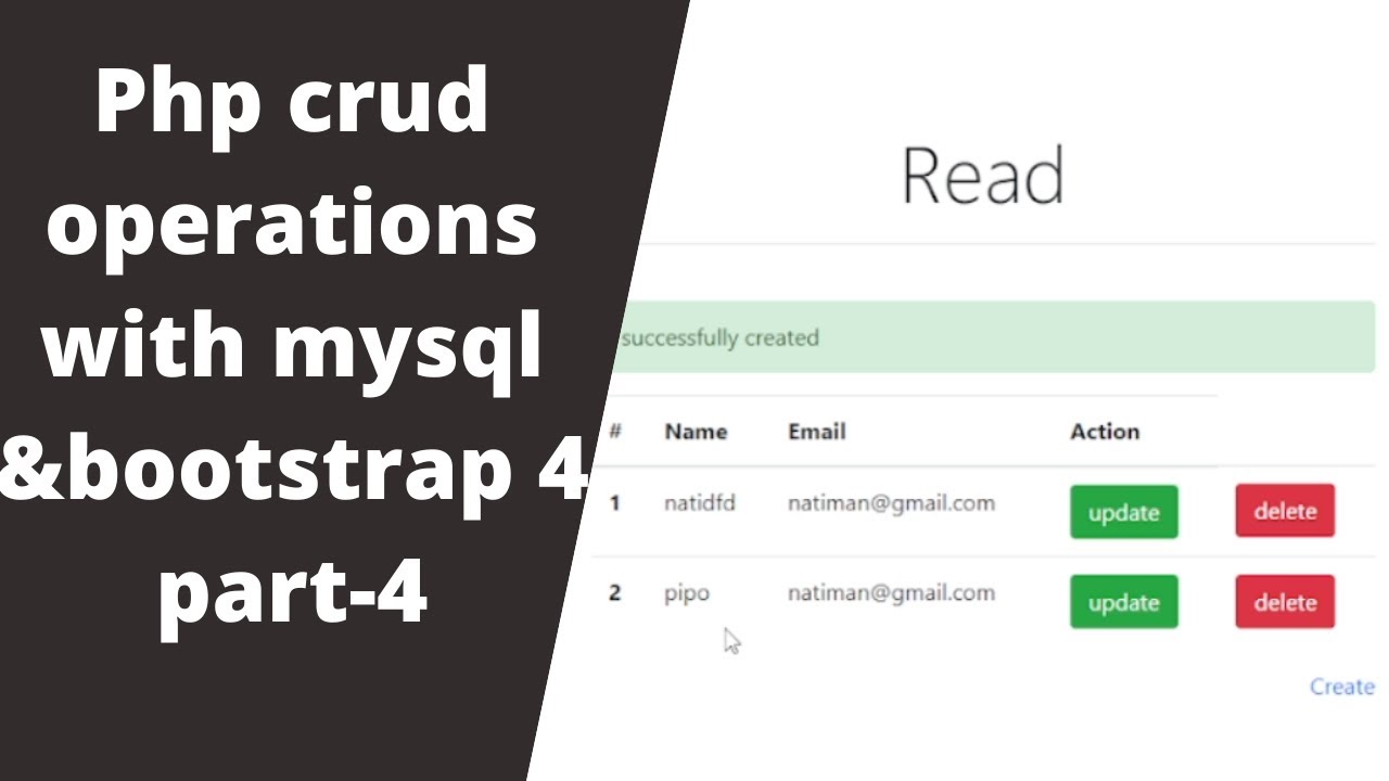 Php crud operations with MySQL & bootstrap 4 | |  part-#4